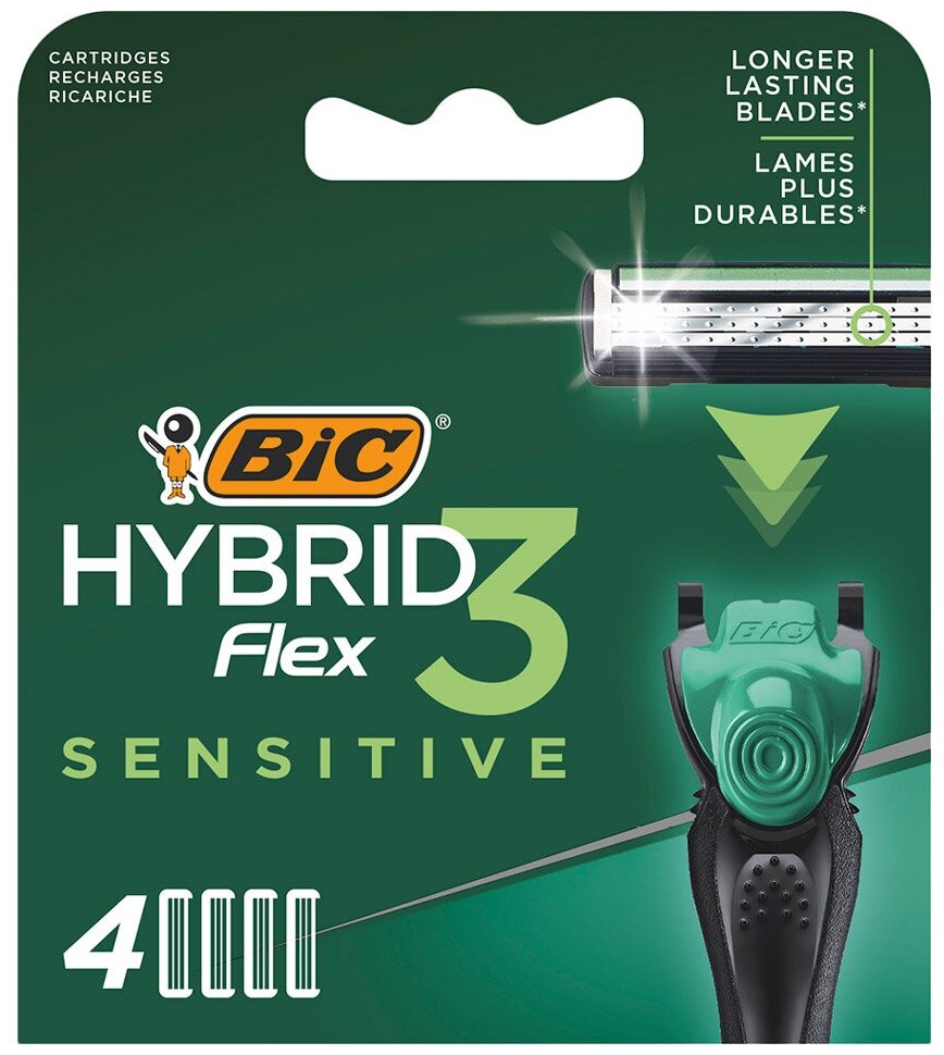 Бик Флекс Гибрид / Bic Flex 3 Hybrid Sensitive - Bic Сменные кассеты для бритья 4 шт