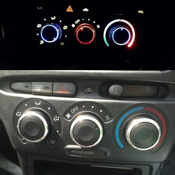 Ручки переключения климат-контроля и кондиционера для Toyota Funcargo, Probox, Yaris, Vitz, Echo 1998-2005, комплект 3 шт, ABS с алюминиевым покрытием