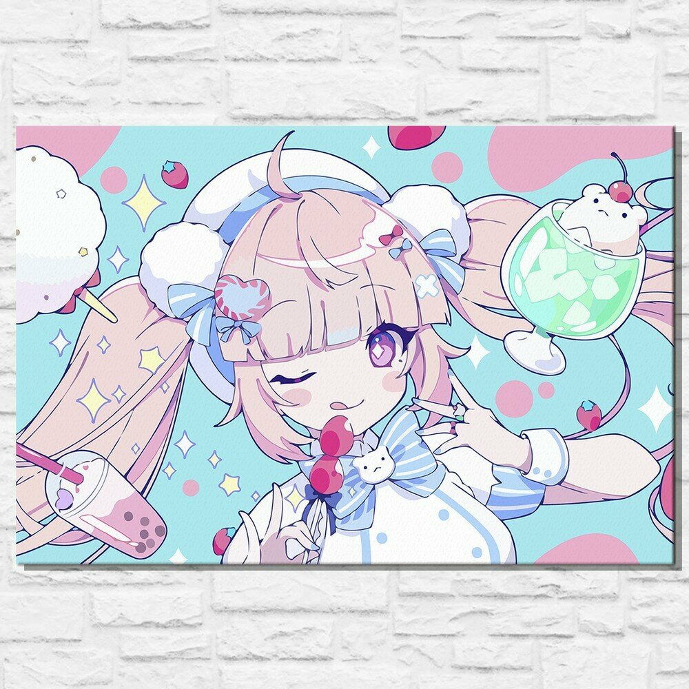 Картина по номерам на холсте аниме мику хацунэ (вокалоид, синаморолл, девушка) - 14908 60х40