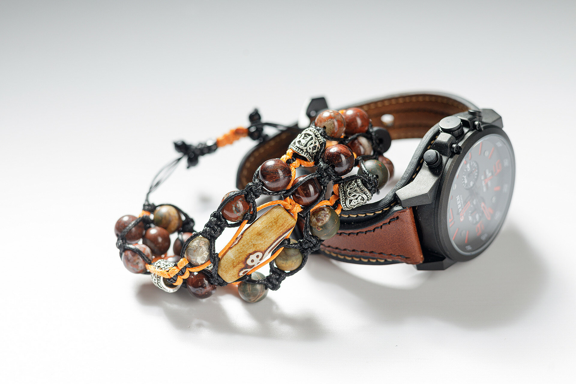 Набор браслетов, яшма, металл