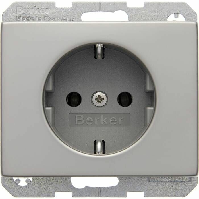 Розетка Berker, скрытый монтаж, с заземлением, стальной