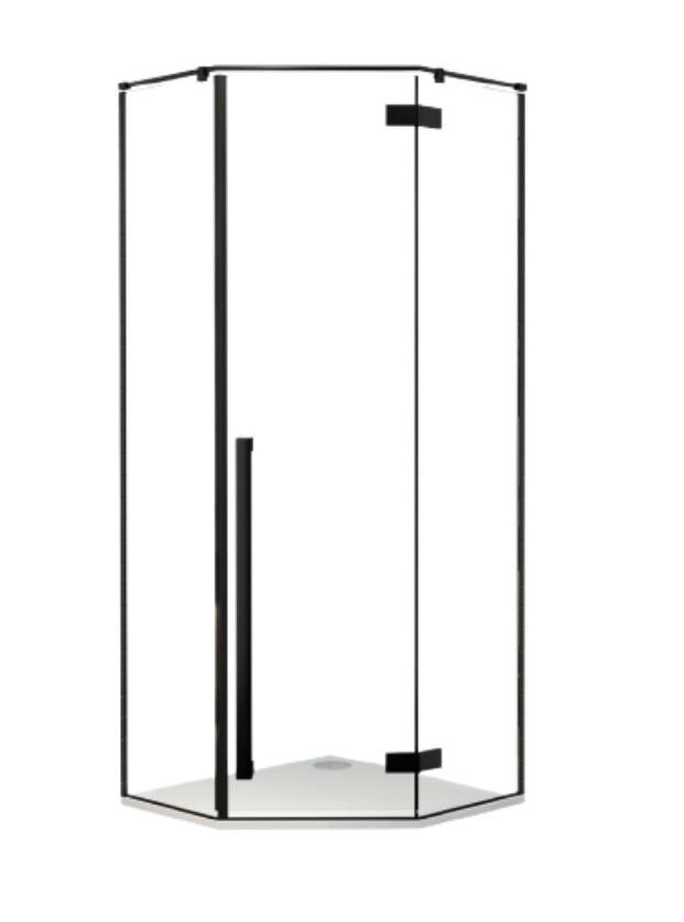 Душевой уголок CeruttiSpa C2A 98х98х195 профиль черный, стекло прозрачное /8710