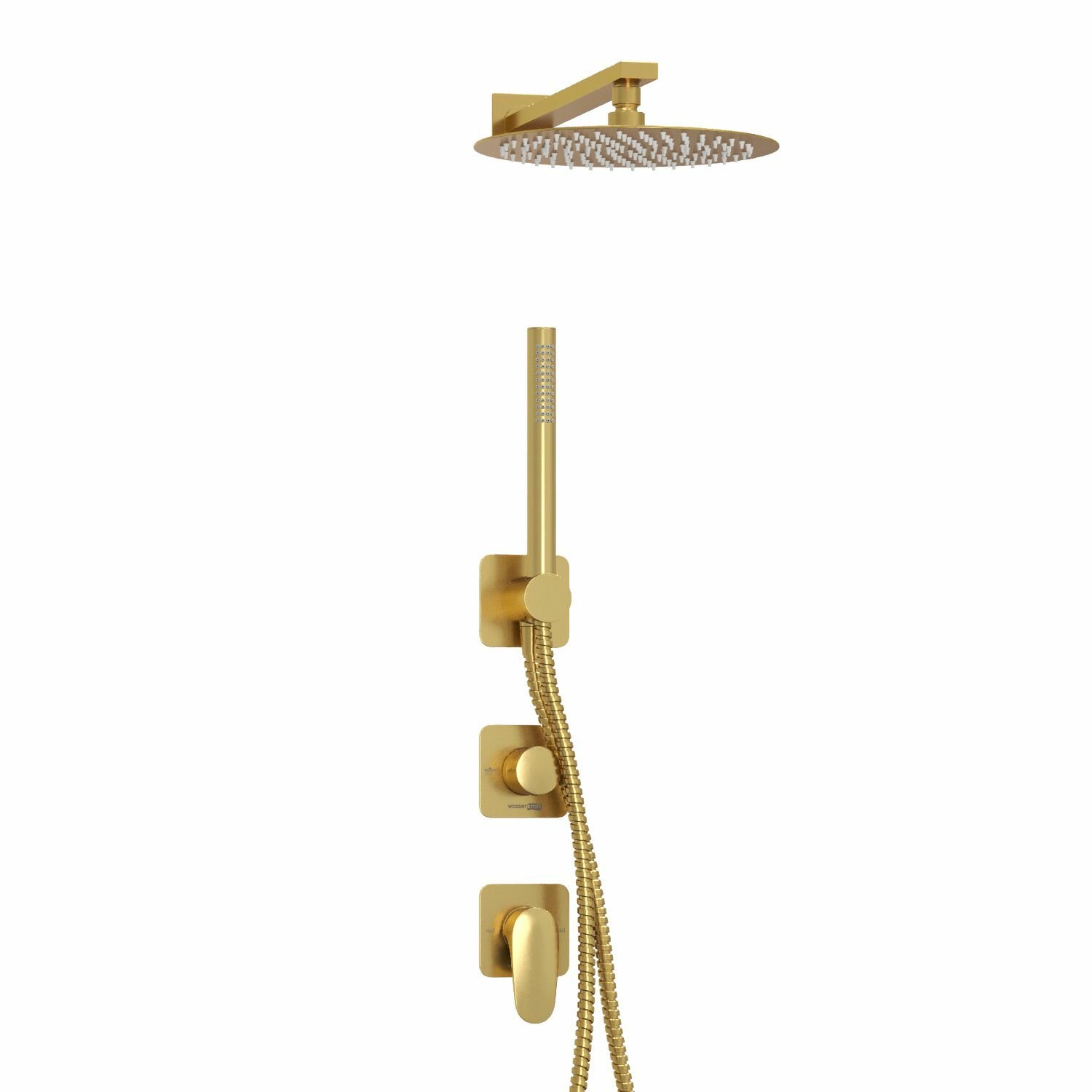 Встраиваемый комплект для душа с верхней душевой насадкой и лейкой, WasserKRAFT, матовое золото A3651.282.180.259.285.194.286
