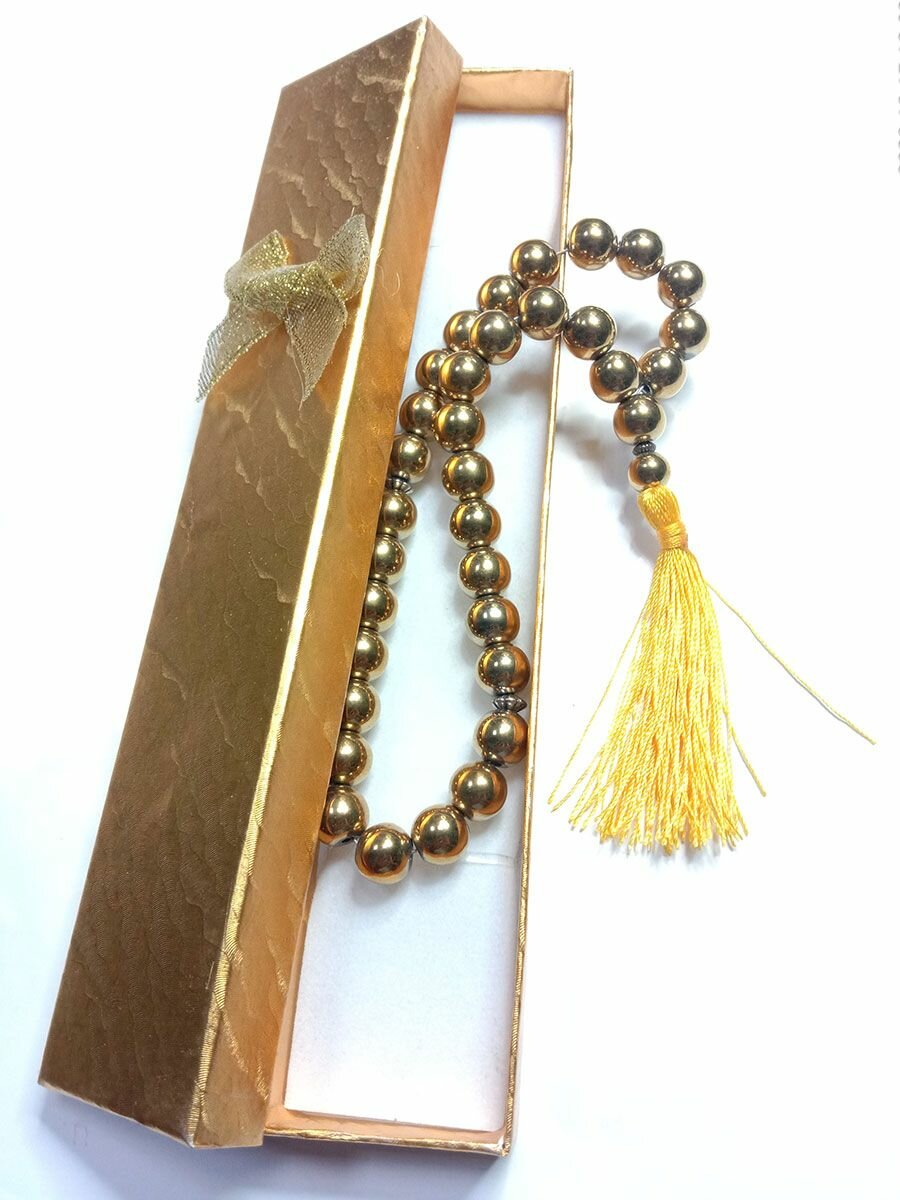 Мусульманские четки из гематита, 33 бусины, диаметр 10 мм. в подарочной коробке