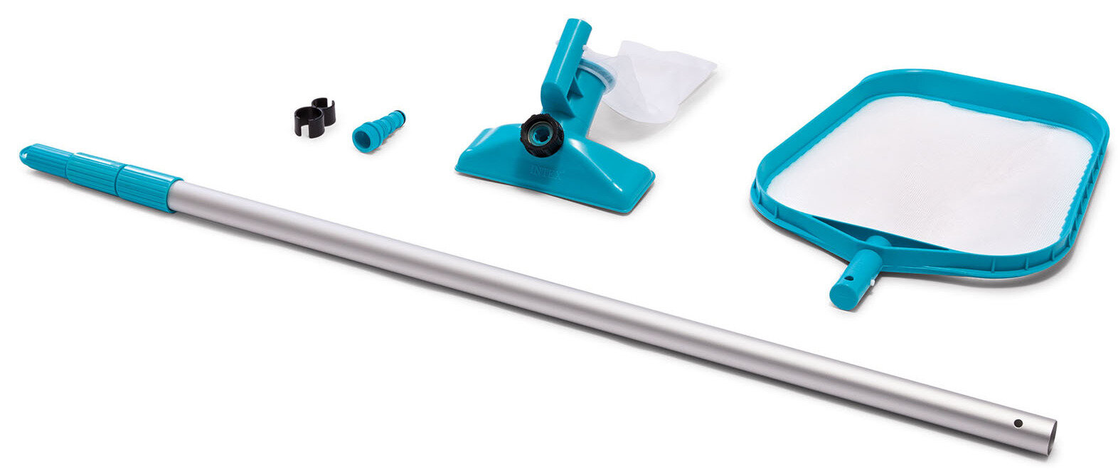 Набор для чистки бассейна INTEX, в комплекте сачок-скиммер для мусора, насадка на водяной пылесос и телескопическая ручка для ухода за бассейном