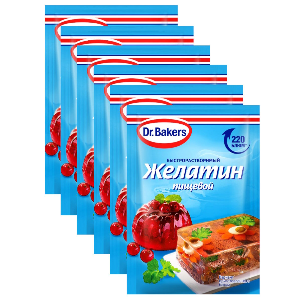 Желатин пищевой 6 шт. по 10г Dr.Bakers 220 блюм