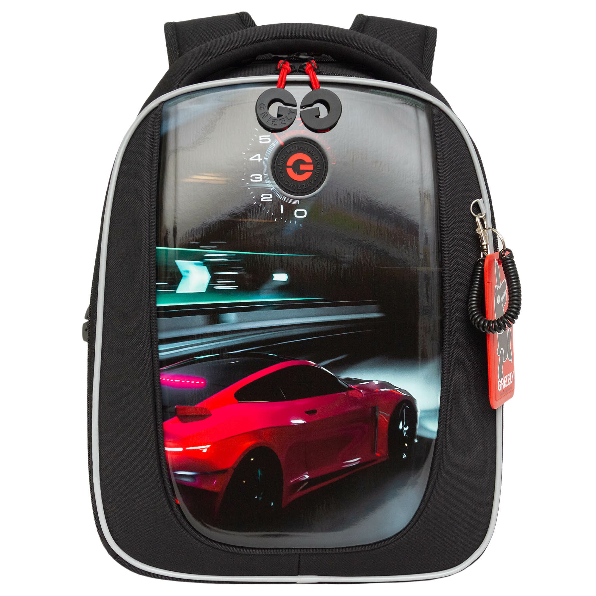 Ранец школьный формованный GRIZZLY с анатомической спинкой, на ножках, для мальчика RAf-493-5/1