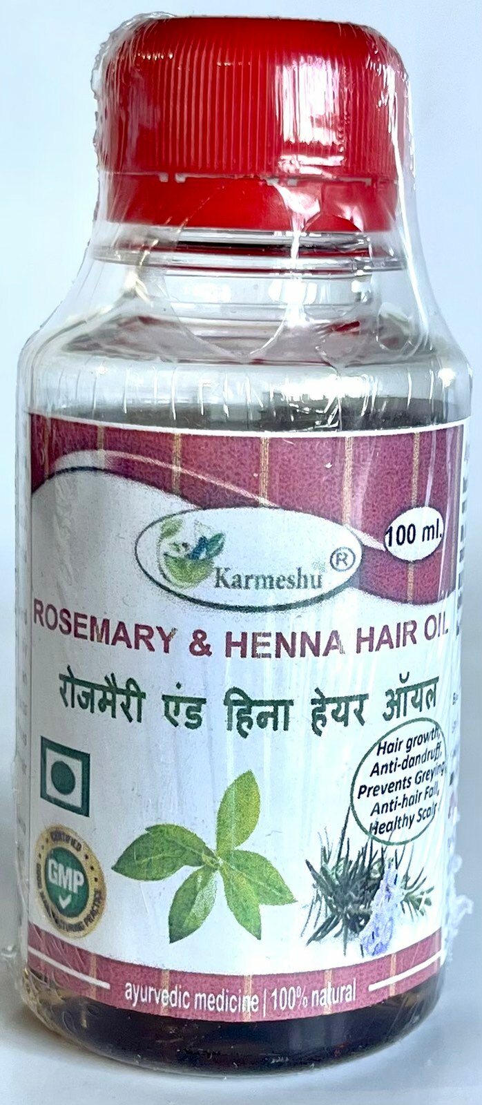 ROSEMARY & HENNA HAIR OIL, Karmeshu (Масло для волос розмарин И ХНА, Кармешу), 100 мл.
