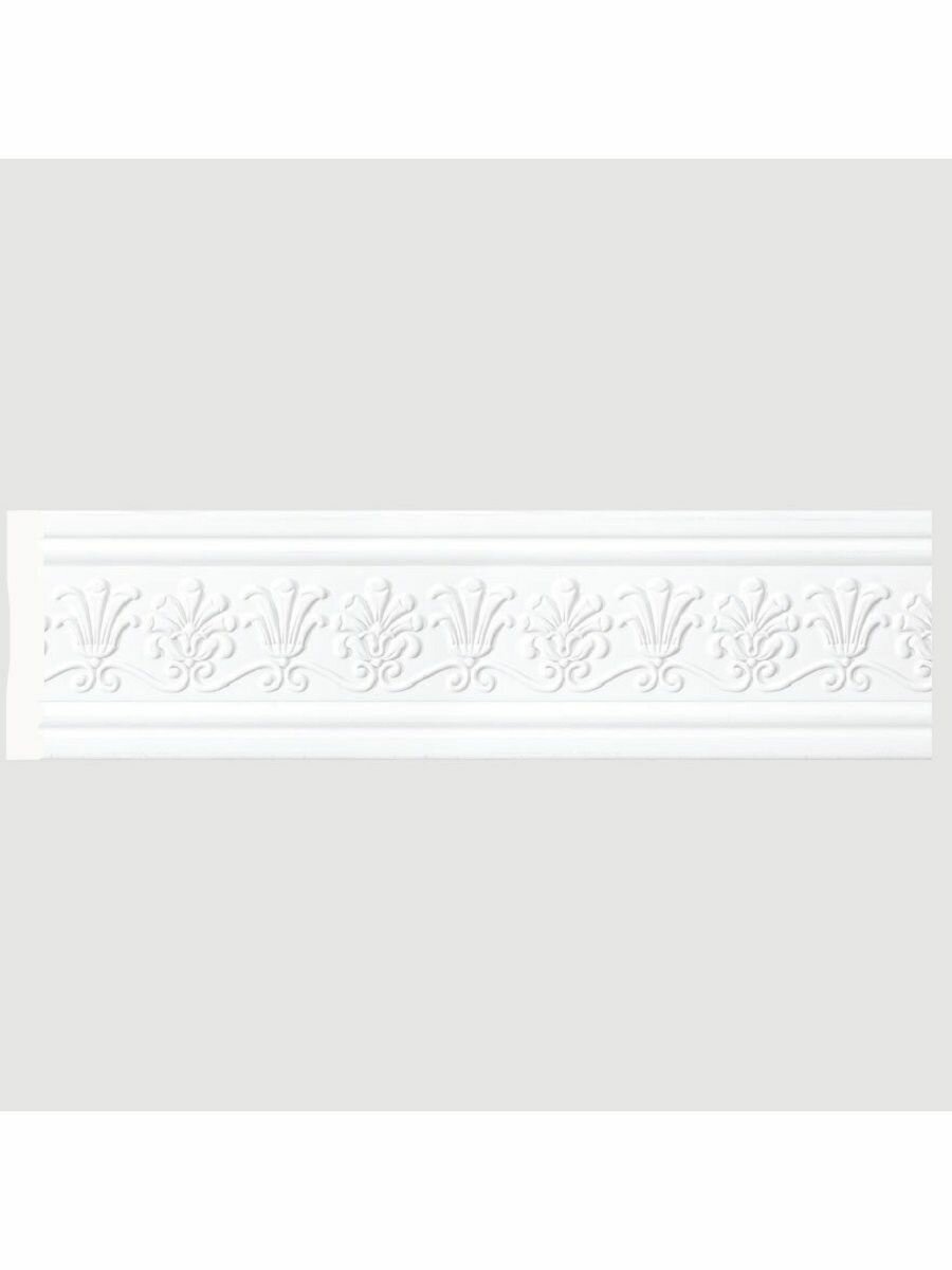Плинтус потолочный Молдинг на стену декор, 1100х80х9 мм Белый мат - 2 шт.