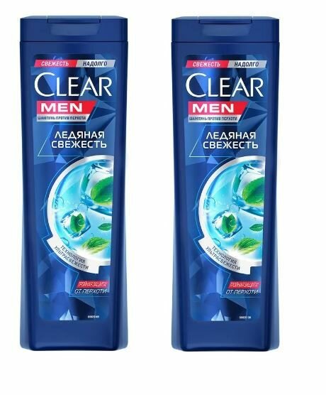 Clear Шампунь Men Ледяная свежесть с ментолом, 400 мл, 2 уп