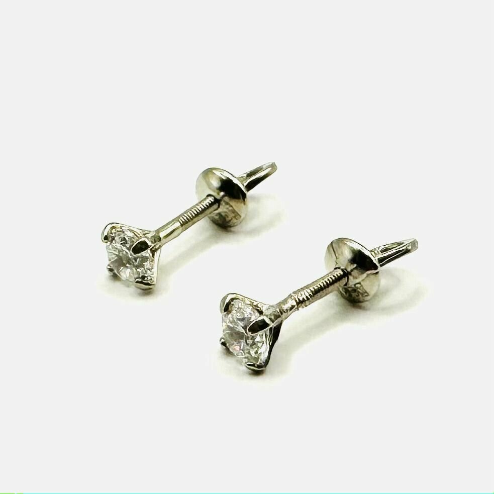 Серьги пусеты, серебро, 925 проба, родирование, фианит