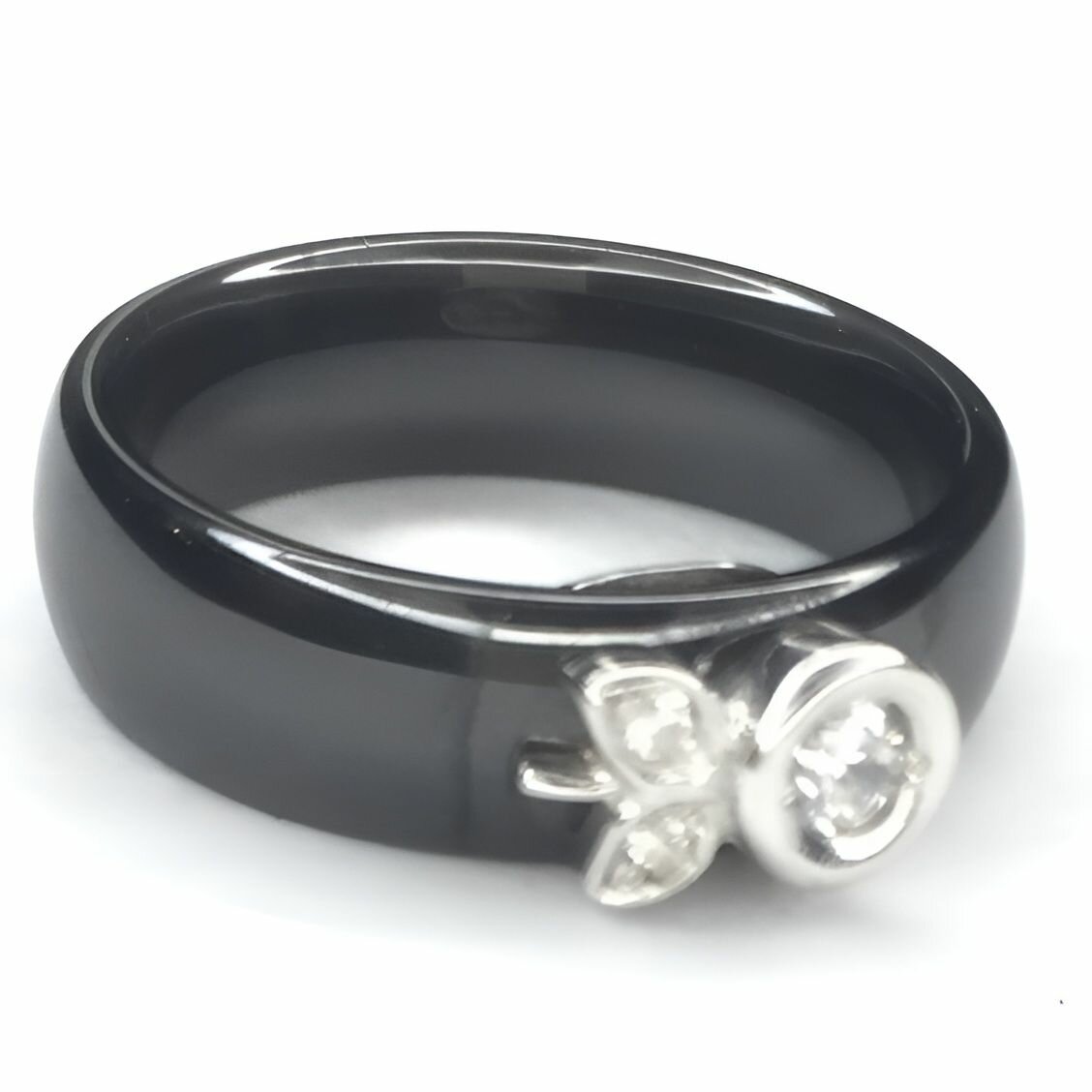 Кольцо тонкое, серебро, 925 проба, родирование, фианит