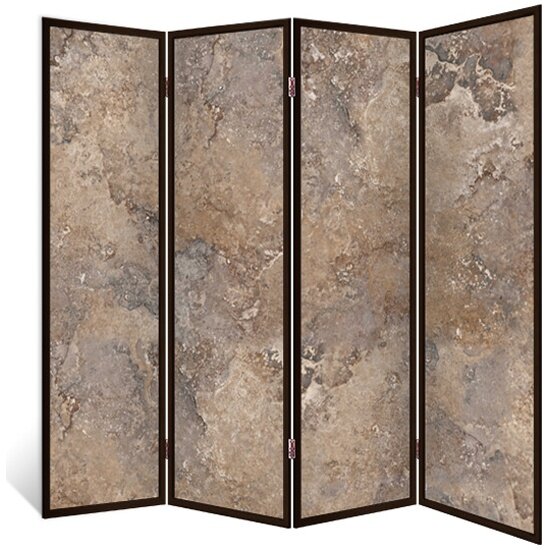 Ширма перегородка Декор Депо для комнаты деревянная "Гранит" двухсторонняя с картинкой (абстр) 4 створки венге 176х185 см 14 кг
