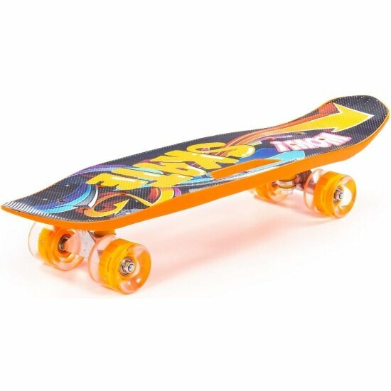 Круизер пластиковый Полесье 65 см, оранжевый с наклейкой и оранжевыми колёсами