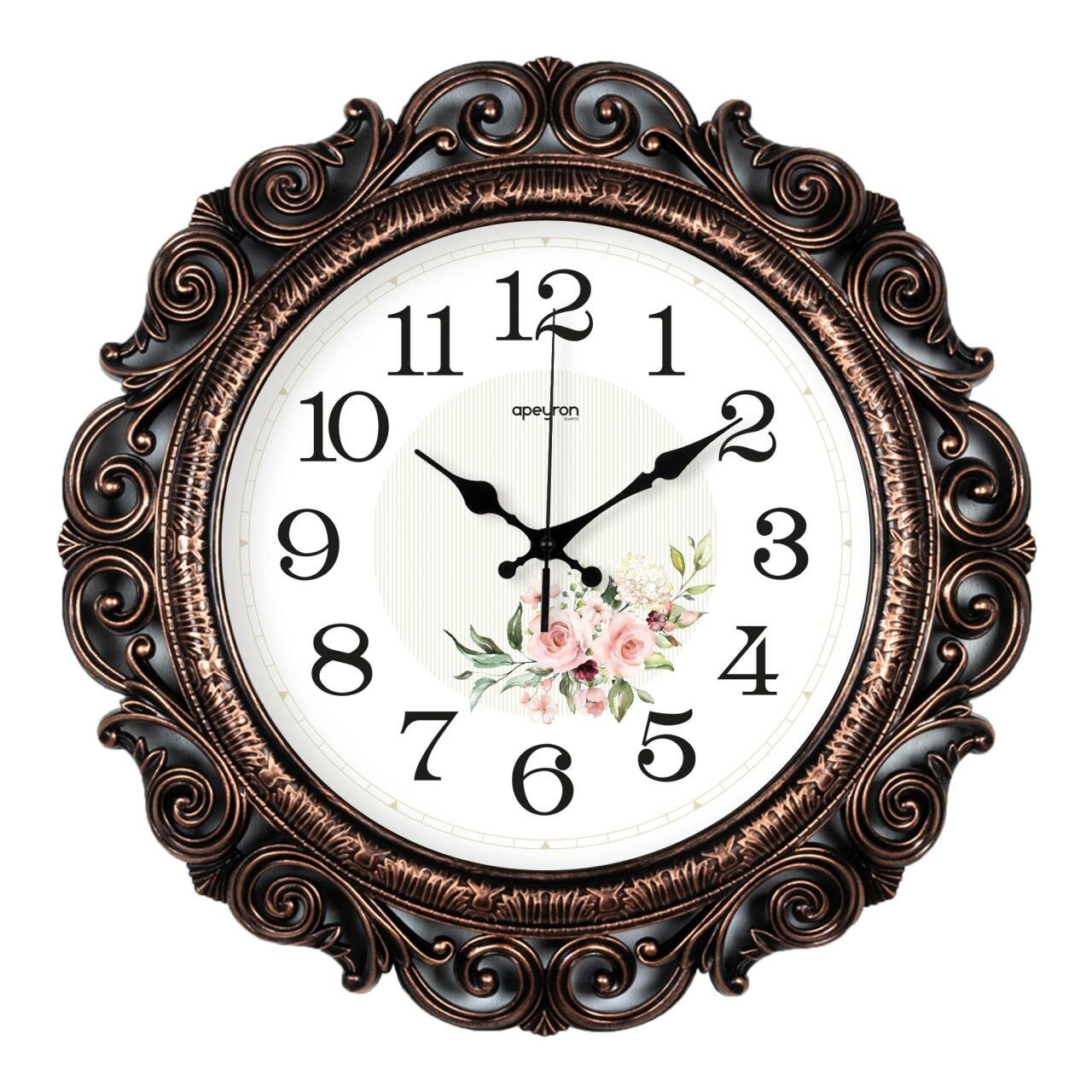 Настенные часы Apeyron PL2209-262, бесшумные, круглые, с арабским циферблатом 40.5 см