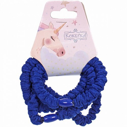 Резинки для волос КНР 5 шт "Меллиса", цвет синий, d 5,5 см, подвес Единорог