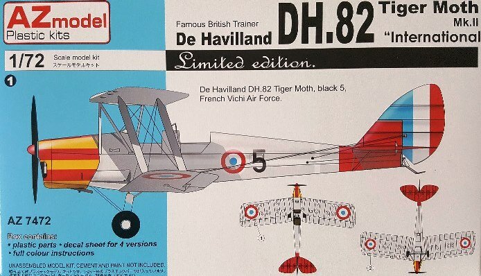 7472 AZmodel Британский самолёт DH-82A Tiger Moth International 1/72