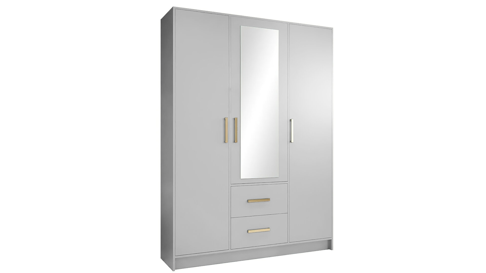 Шкаф распашной Афродита, трехдверный, с ящиками, 140х50х220 см, ЛДСП, серый