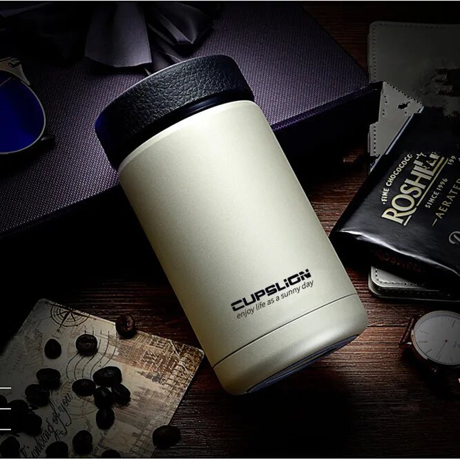 CPLIFE 400 мл Термос из нержавеющей стали, Золотистый, 400ml