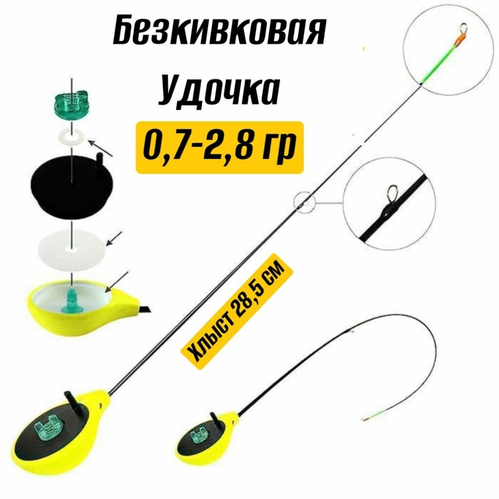 Удочка для зимней рыбалки Akara Finezza Ultra Light (0,7-2,8 гр ), цвет желтый- 1 шт