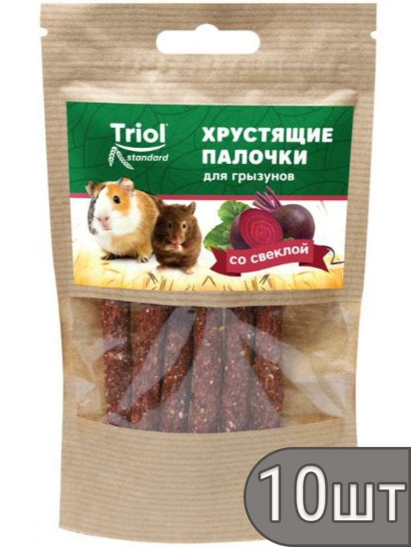 Triol Набор 10 шт Лакомство Standard для грызунов, хрустящие палочки со свеклой, 30 гр 0.3 кг