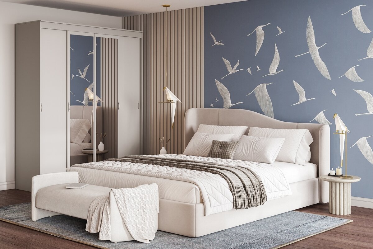 Шкаф-купе Миллениум-4 Кашемир для одежды с зеркалом четырехдверный 210*200*50