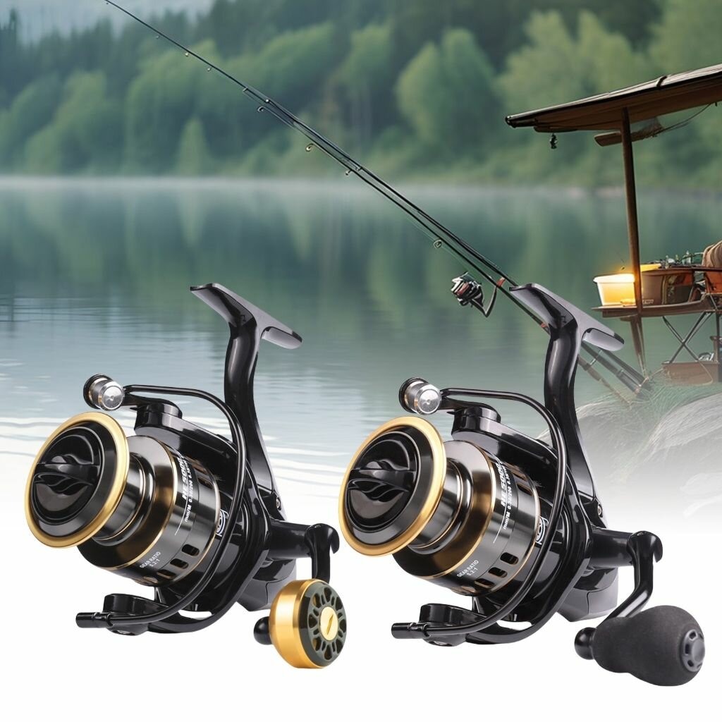 Рыболовная катушка HE1000-7000, передаточное число 5,2:1, 22 фунта, металлическая для пресной и соленой воды