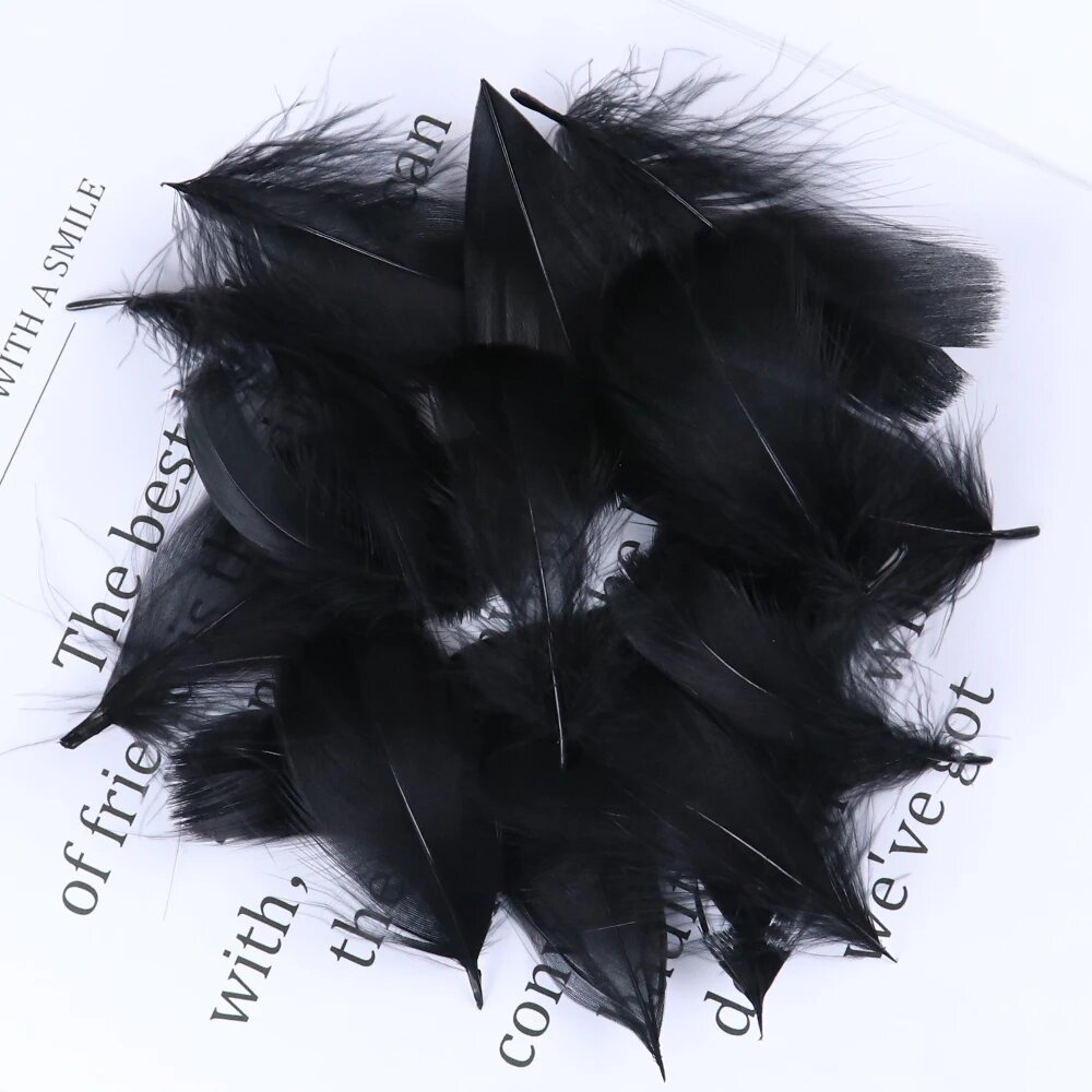 Декоративные перья BesdealFeather 100 шт, 5-8 см Черный, black 100pcs