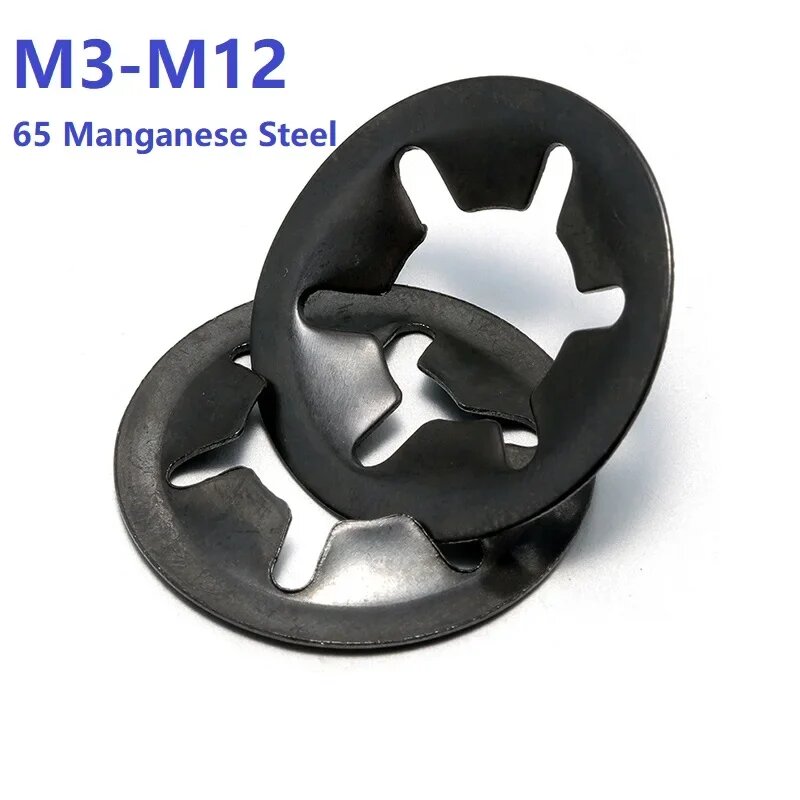 Шайбы звездообразные черные M3-M12, 6x16 мм, 50 шт.