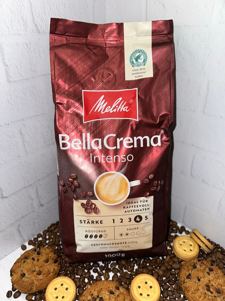 Кофе в зернах Melitta Bella Crema Intenso, средняя/темная обжарка, 100%, арабика, 1кг