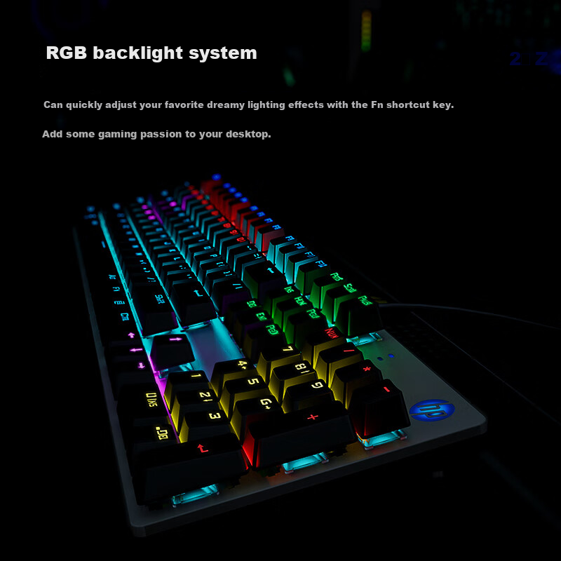 HP GK400F Mechanical Keyboard for Office E-sports Gaming Wired Desktop Laptop Gunmetal Tea Axis 104 Keys