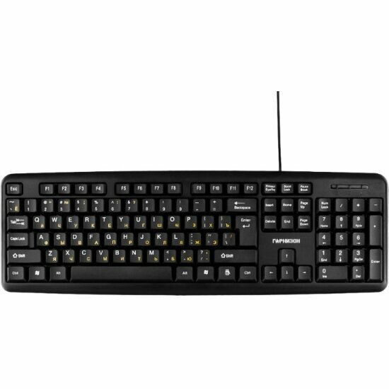 Клавиатура Гарнизон GK-100L полноразмерная 104кл защита от брызг 1.8м черная