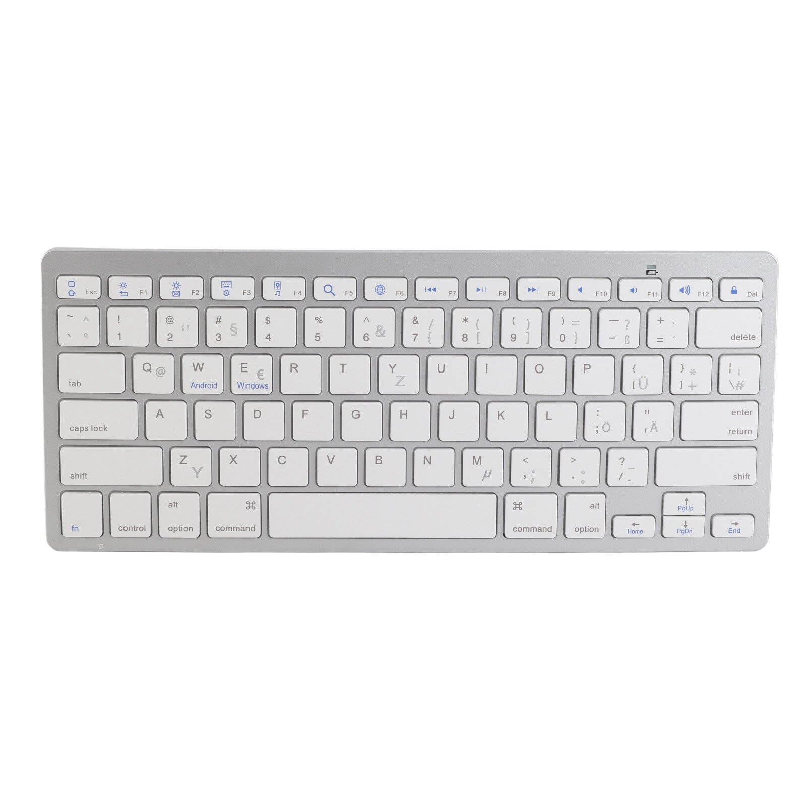 Wireless Bluetooth Keyboard Portable Compact Ultra Thin Bilingual Universal for PC Laptop German QWETZ Layout