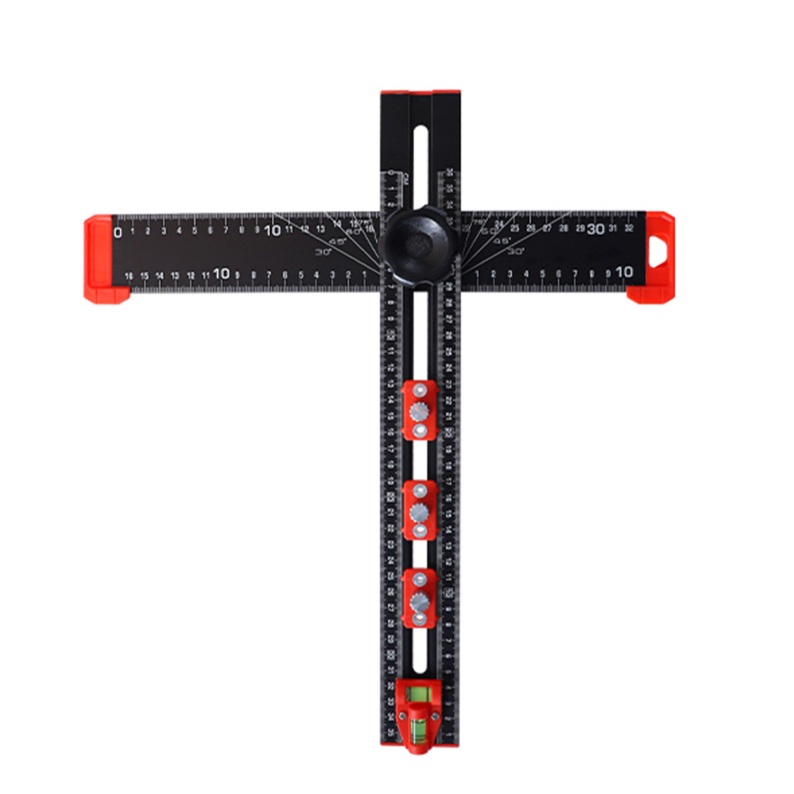 Линейка для позиционирования при бурении, метрическая и английская шкала, Т-образная многоугловая измерительная линейка с 3 ползунками, двухосевой пузырьковый уровень.