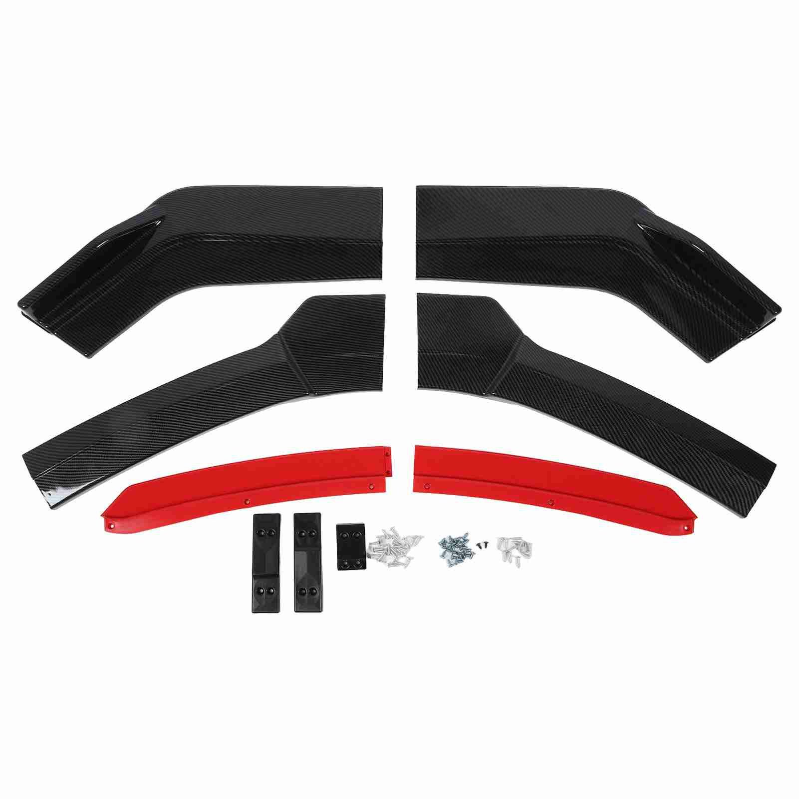 6pcs передний бампер Set Spoiller Set Углеродное волокно снижает сопротивление ветра Универсальное подборочное диффузор подбородок для автомобилей