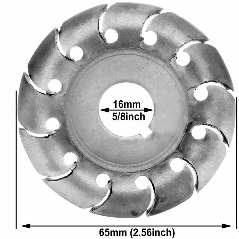 Шлифовальный диск из марганцевой стали для резьбы по дереву 90 мм, 12 зубьев 65mm