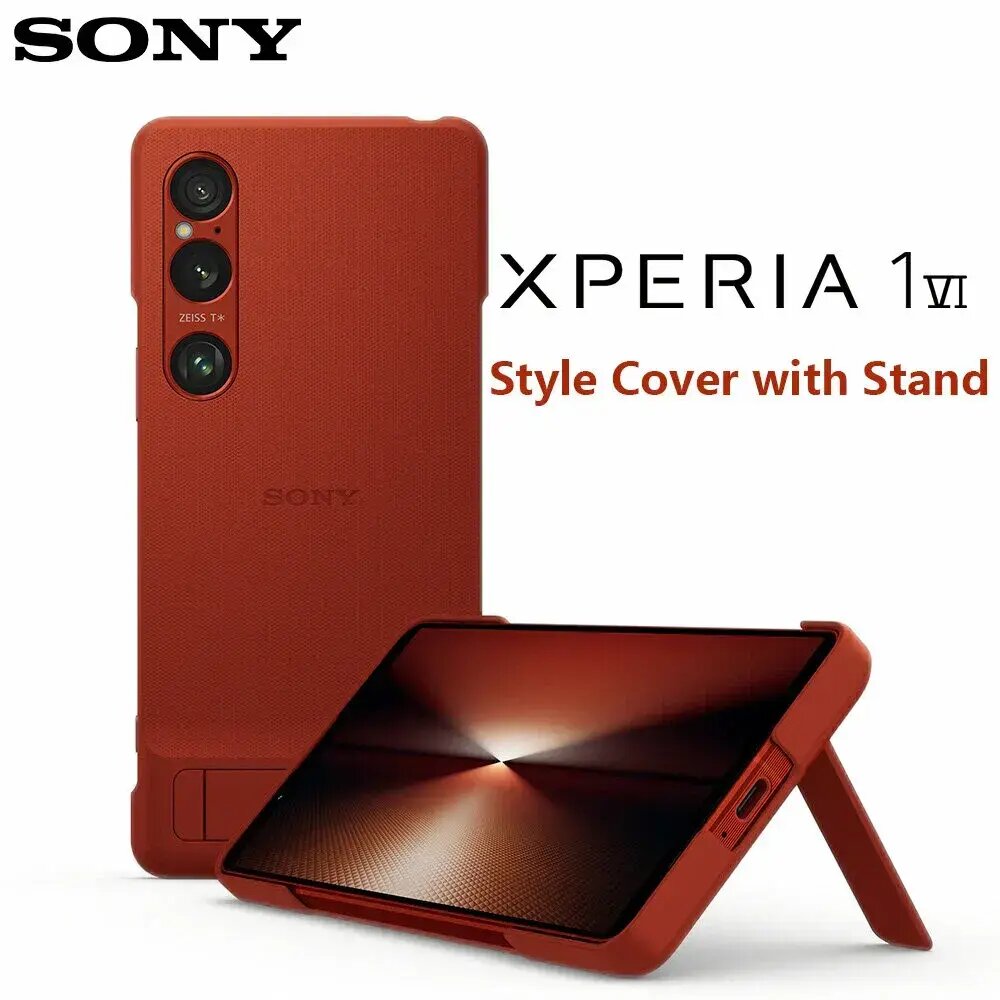 Оригинальный чехол с подставкой SONY Style Cover XQZ-CBEC для Xperia 1 VI — красный (Scarlet Red)
