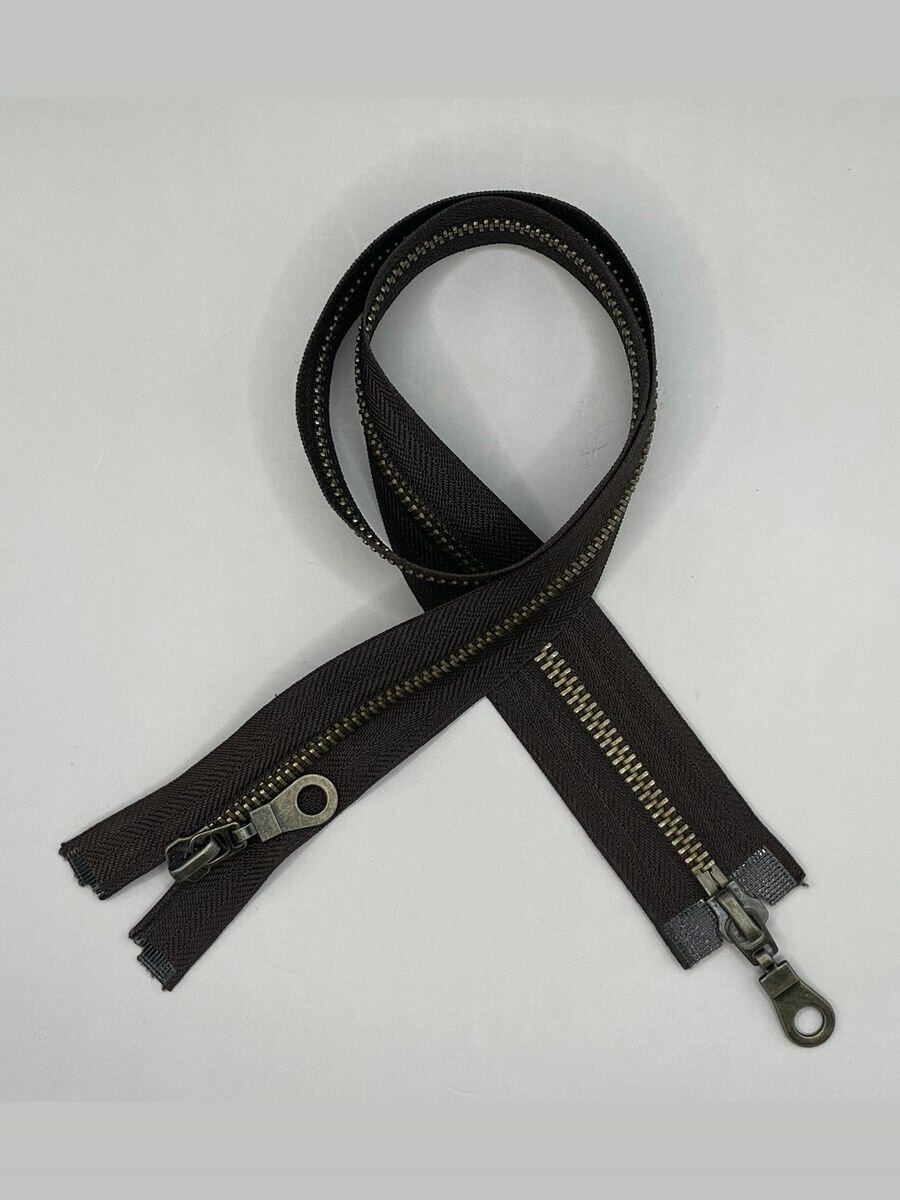 Молния металл,80см, тип 5, коричневый, зубья бронза,2 замка.1шт.