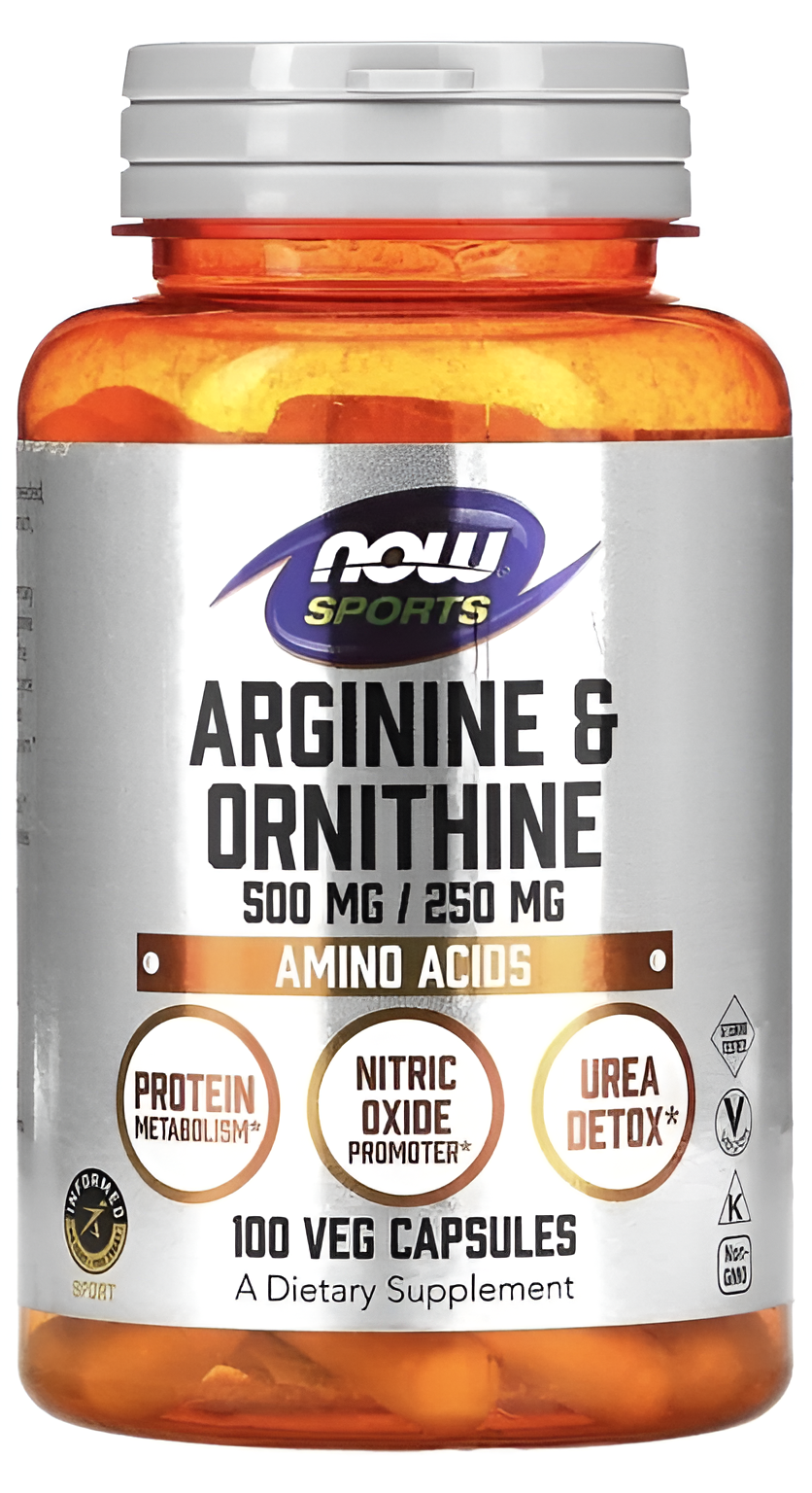 NOW Foods Arginine and Ornithine, Аргинин и Орнитин 100 капсул