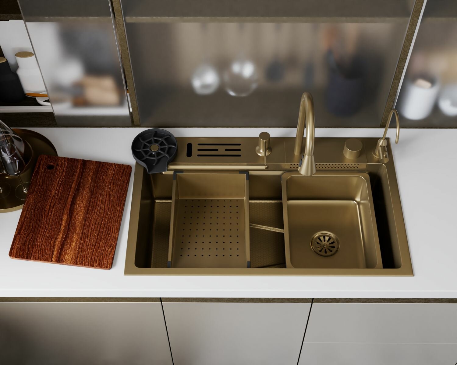 Мойка для кухни D&K "Honey-Comb", нержавеющая сталь, накладная, прямоугольная, 75x46 см