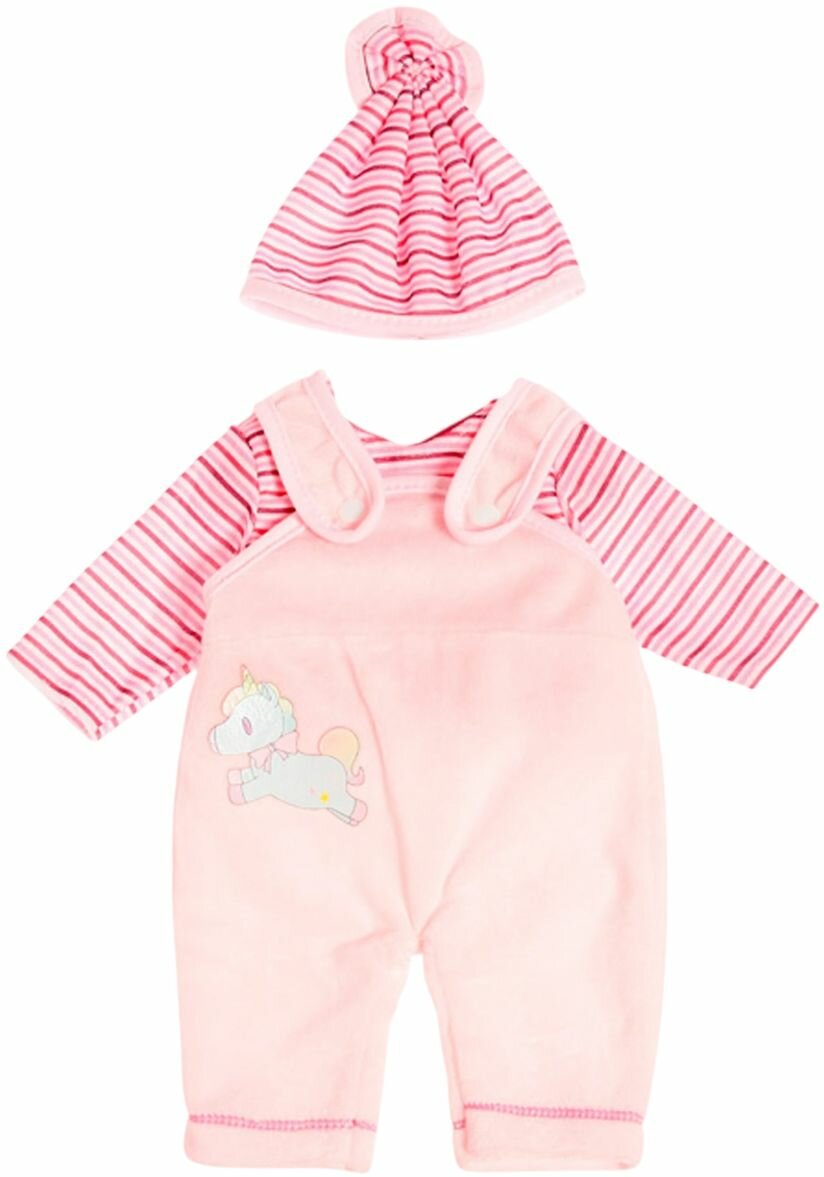 Костюм для куклы "Единорожка", 3 предмета: комбинезон, кофта и шапочка, набор одежды для куколки и пупса 37-40 см, кукольный наряд, готовый гардероб, цвет розовый