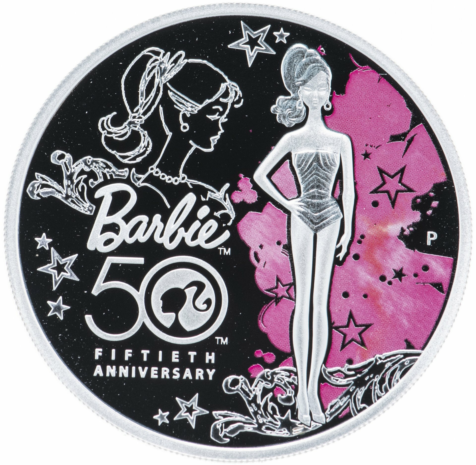Тувалу 1 доллар 2009 "50 лет Барби" в футляре, с сертификатом, Серебро 999, в сохранности Proof