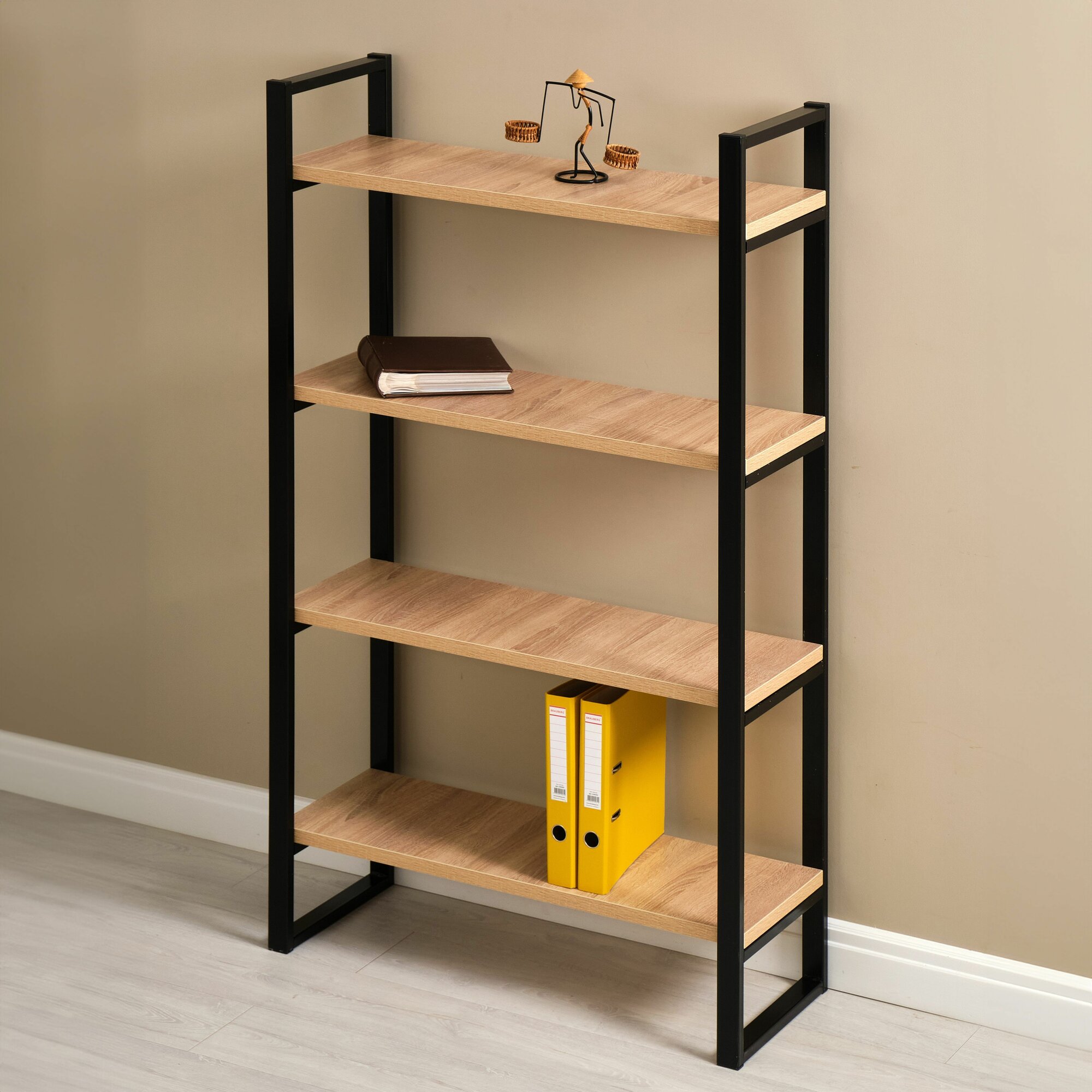 Стеллаж Лофт Мебельная фабрика Юдиных 90 см Дуб Сонома черный