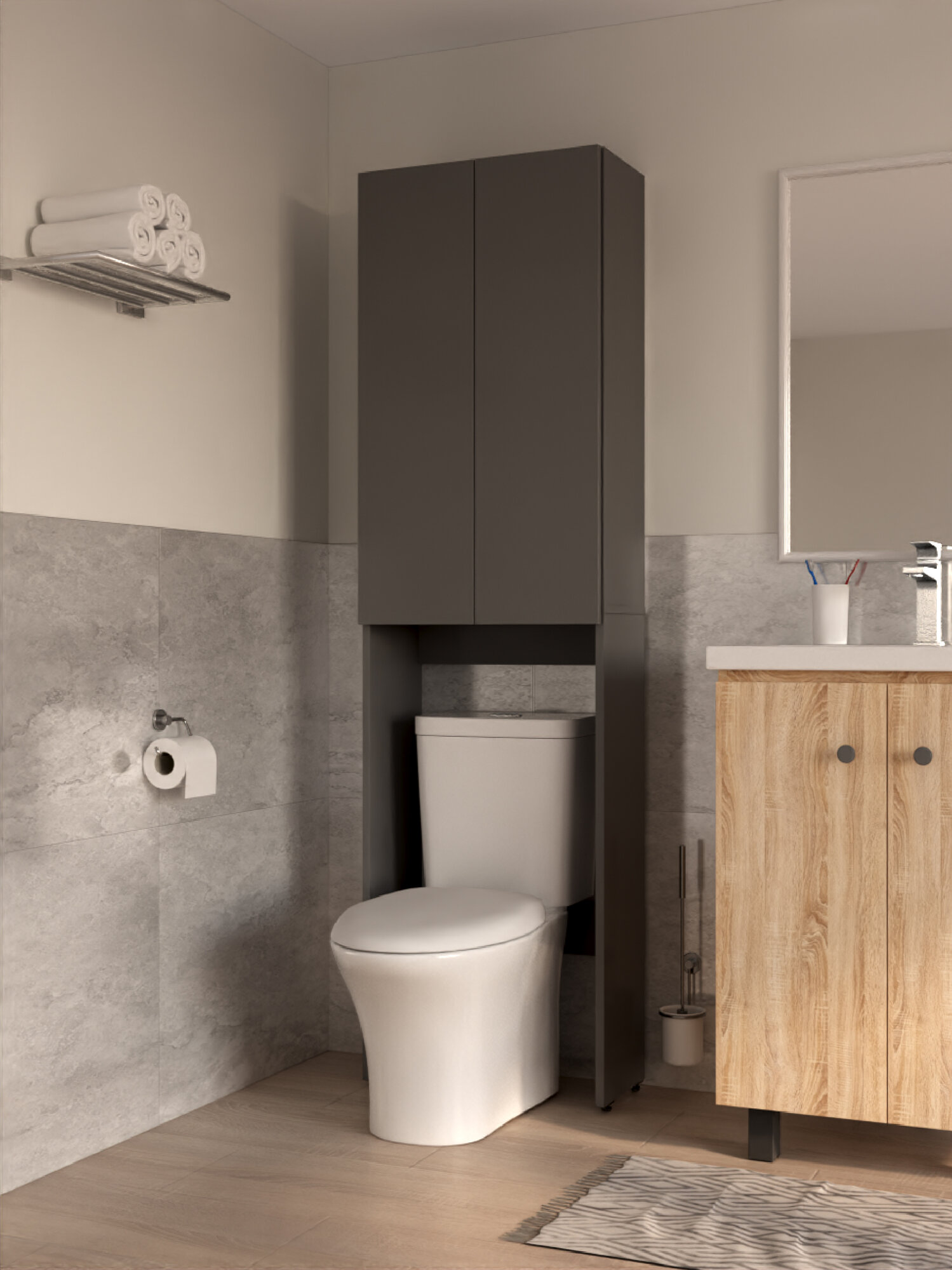 Шкаф-пенал над унитазом Графит