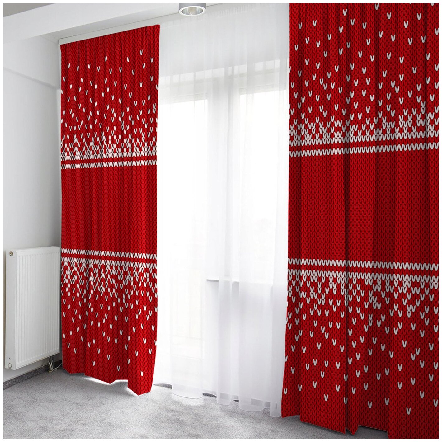 Фотошторы из габардина новогодние Good Room, 290x250 см.
