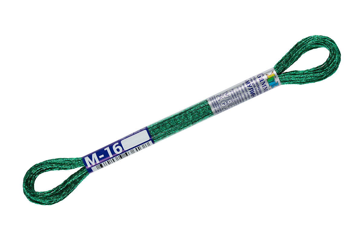 Мулине "Gamma" NM металлик 100% полиэстер 8 м М-16 изумрудный