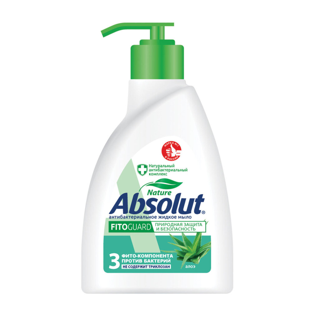 Упаковка 10 шт. Мыло жидкое антибактериальное 250 мл ABSOLUT (Абсолют) "Алоэ", дозатор, не содержит триклозан, 5064, 5009, 5064