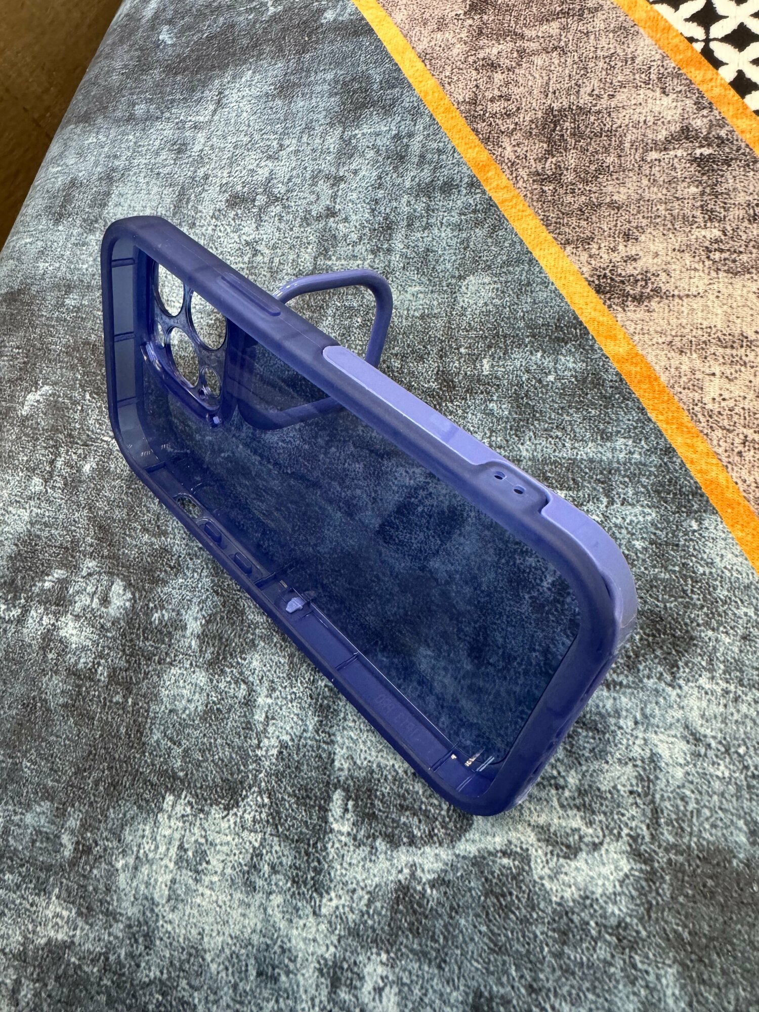 Чехол MyPads Girm на iPhone 13 Pro Max тонкая силиконовая крышка с защитой задней камеры с выдвижным кольцом синий