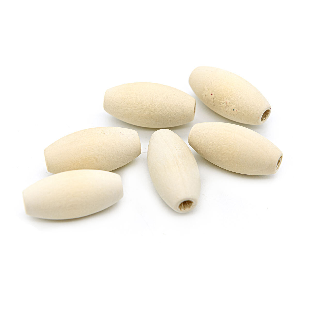 Бусины для рукоделия деревянные неокрашенные овальные 30*15 мм, Айрис, 6 шт