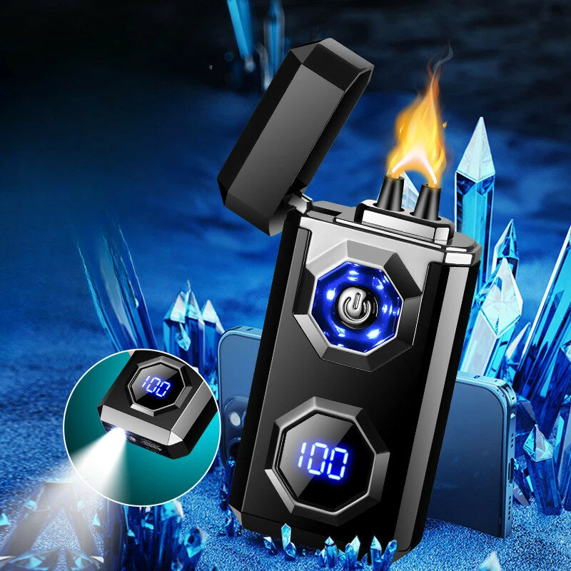 Мощная дуговая зажигалка FutuFlare с фонариком, черная